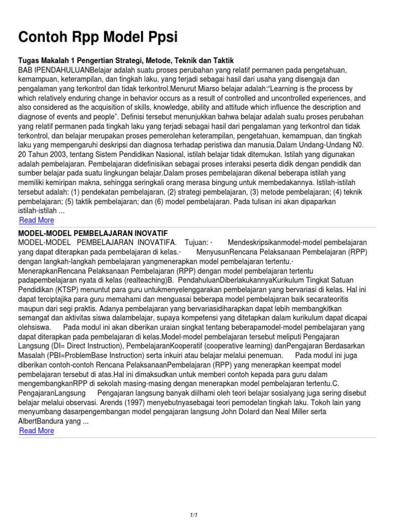 Contoh RPP Model Ppsi | PDF
