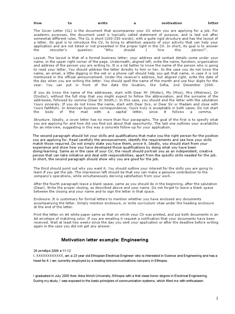 How To Write A Motivation Letter | PDF | Text | Semiotics