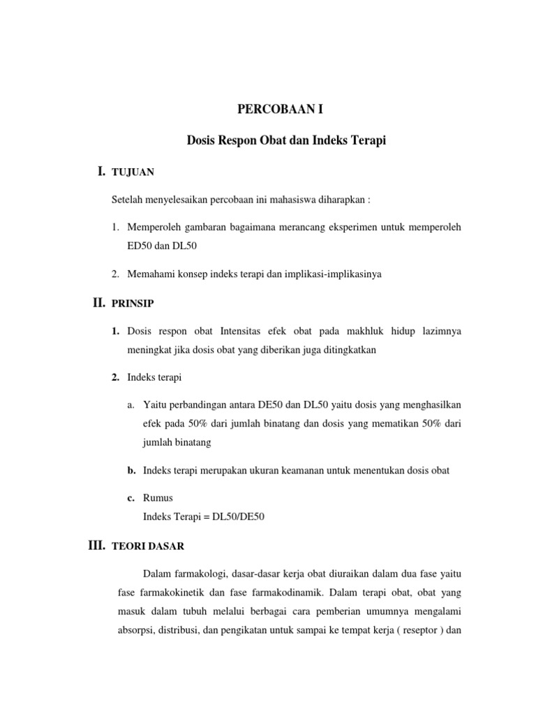 Farmakologi Dosis Respon Obat Dan Indeks Terapi | PDF