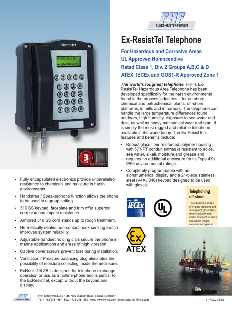 Ex-ResistTel Telephone for Harsh Environments | PDF | Telephone | Corrosion