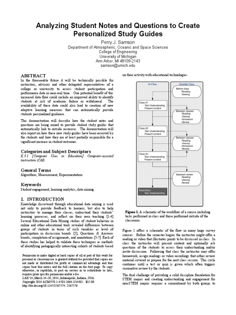 Analyzing Student Notes and Questions To Create Personalized Study ...