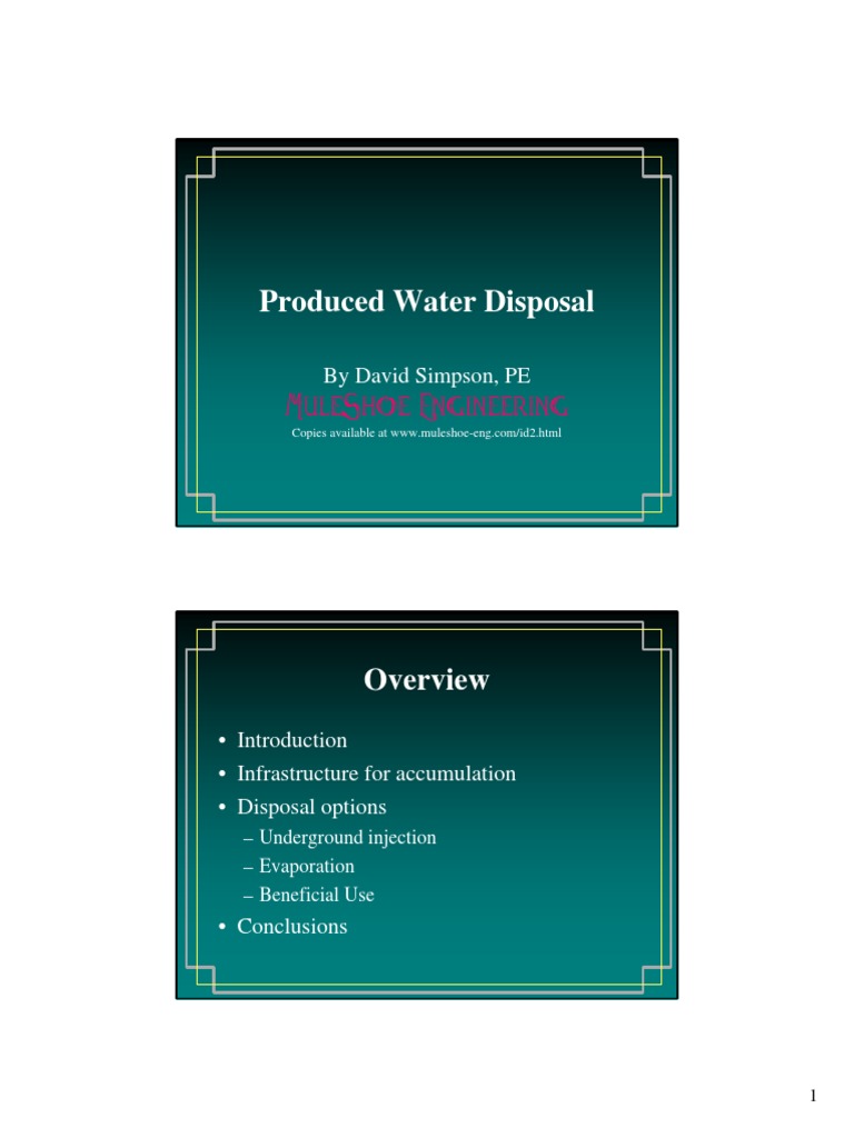 Produced Water Disposal Options | PDF | Pump | Pipeline Transport
