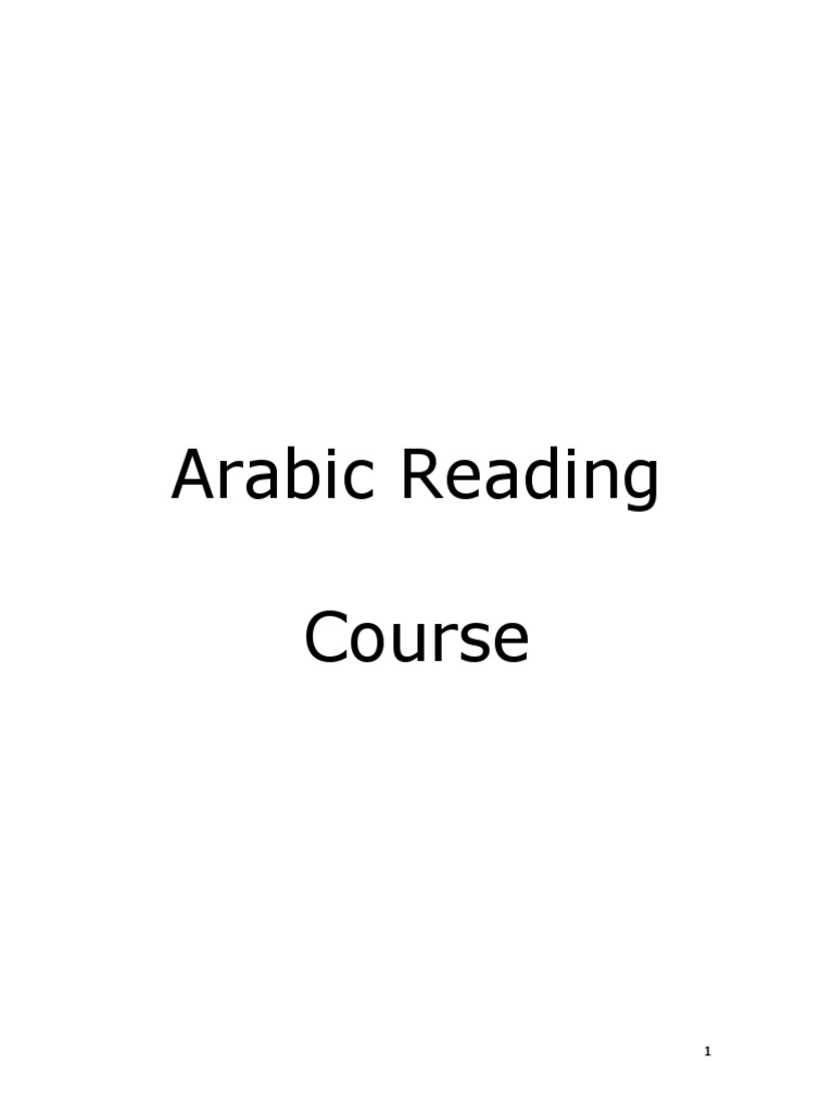Arabic Reading Course Part 1 R2 | PDF | Arabic | Collation
