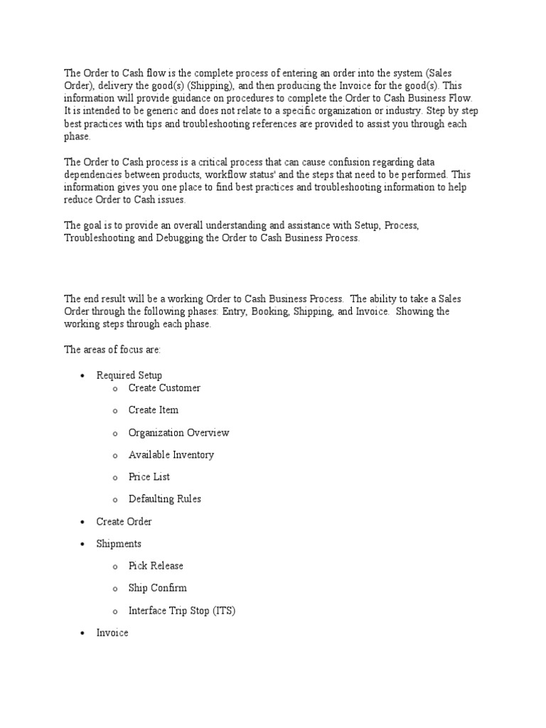 O2C Cycle | PDF | Sales | Inventory