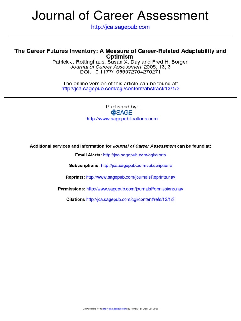 The Career Futures Inventory | PDF | Factor Analysis | Optimism