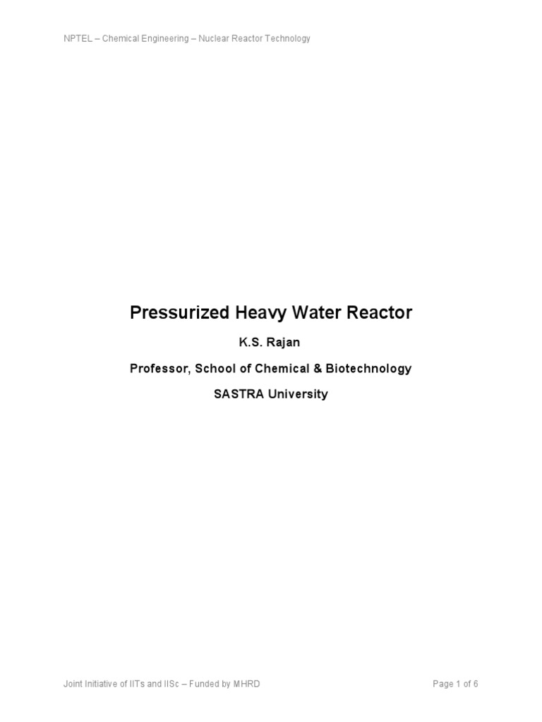 PHWR | PDF | Pressurized Water Reactor | Nuclear Fuel