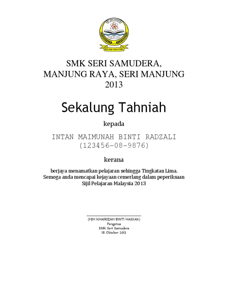 Sijil Hari Graduasi Smkss | PDF