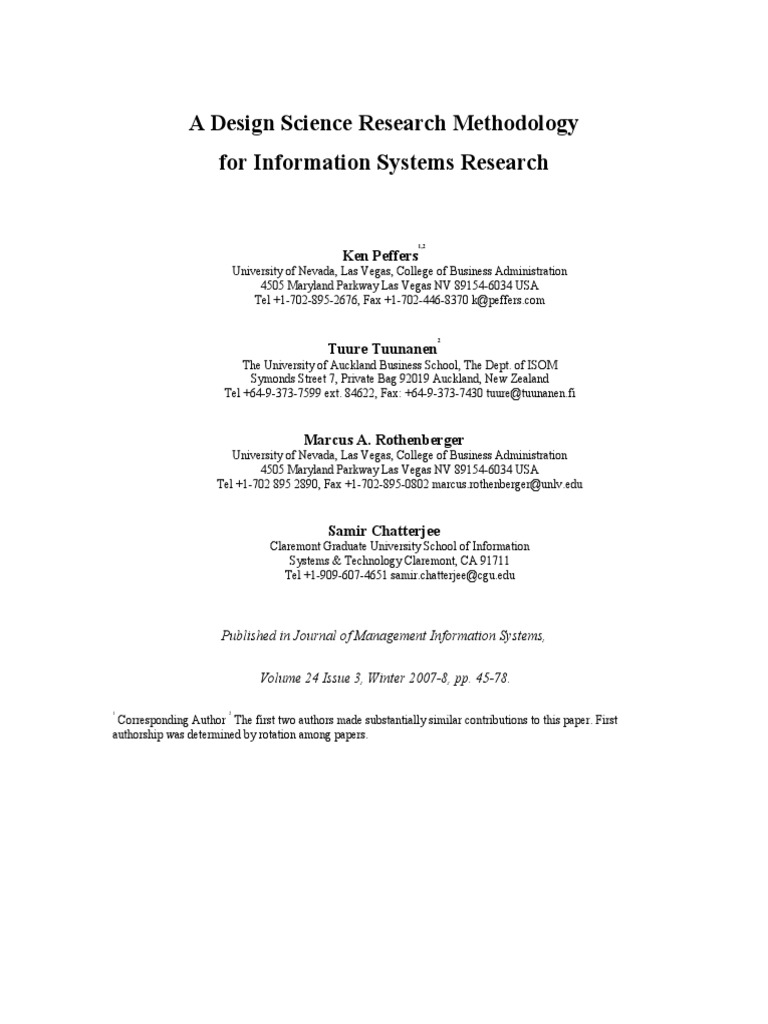 Peffers Et Al.. 2007. A Design Science Research Methodology For ...
