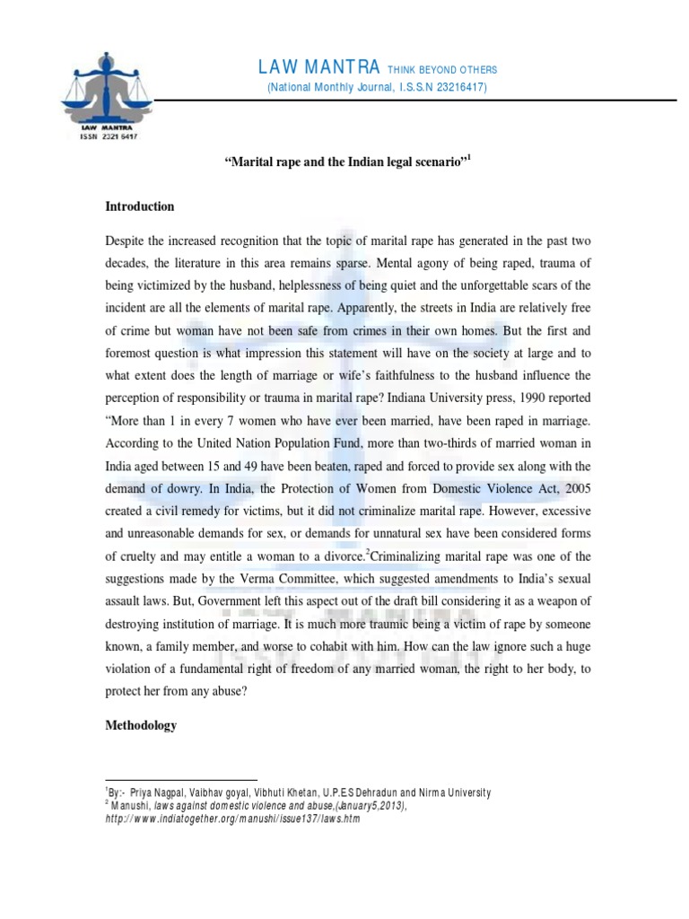"Marital Rape and The Indian Legal Scenario | PDF | Rape | Wife