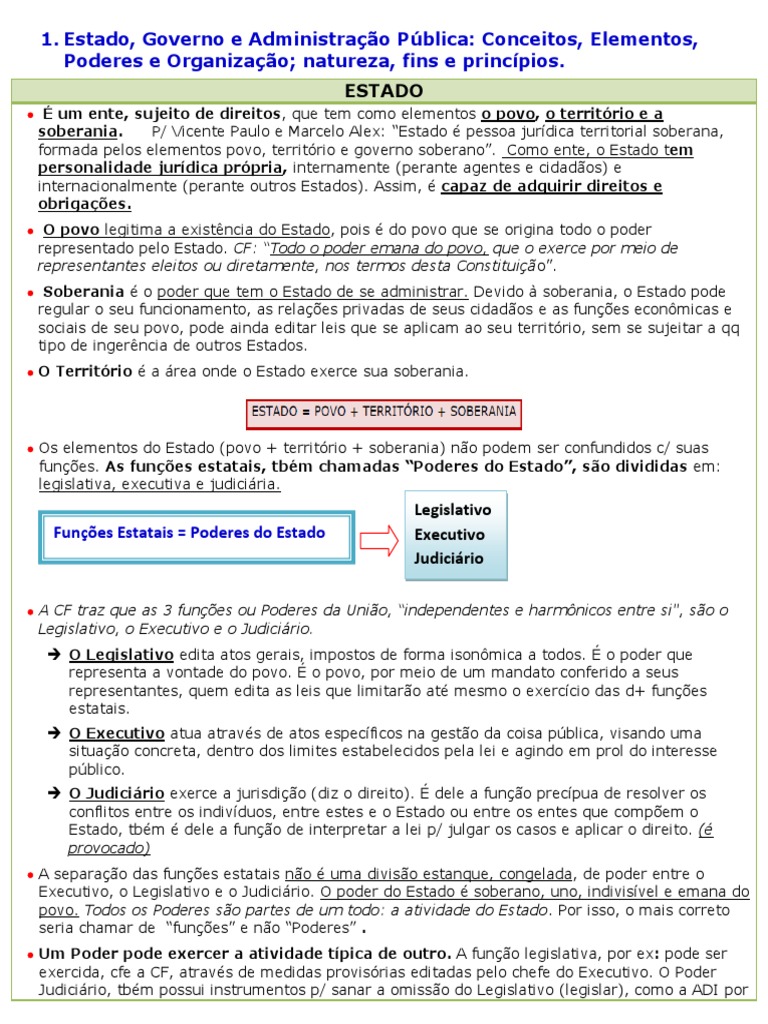 1 Estado Governo e Adm Pública Conceitos Elementos Poderes | PDF ...