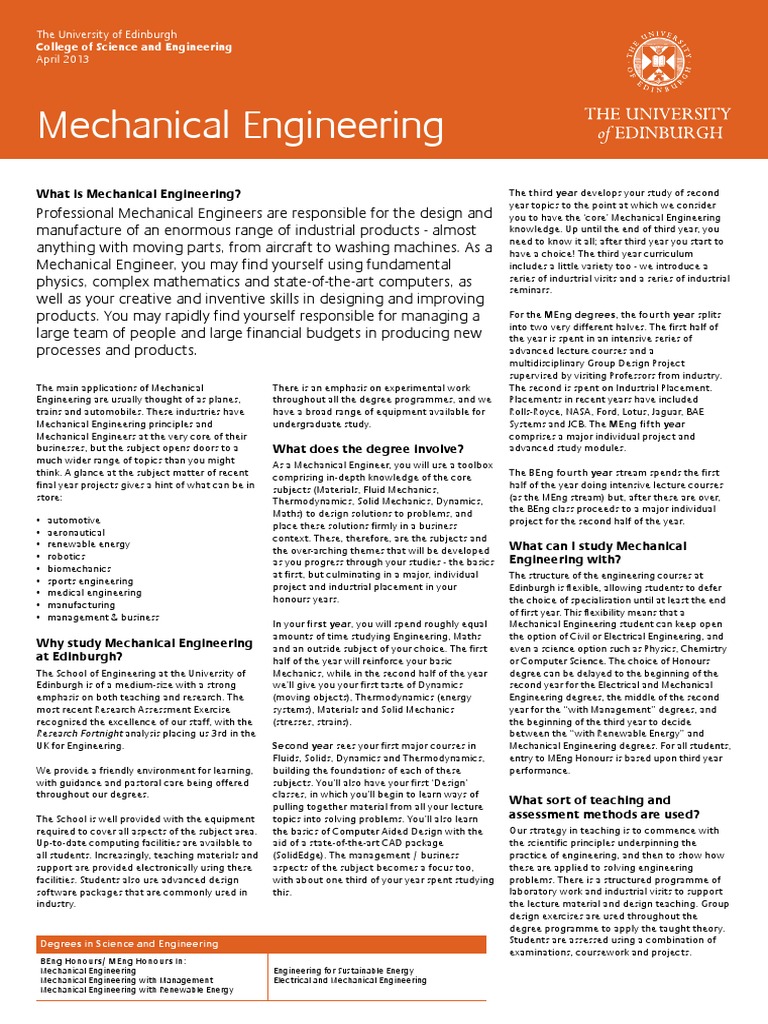 Mechanical Engineering | PDF | Engineering | Mechanical Engineering