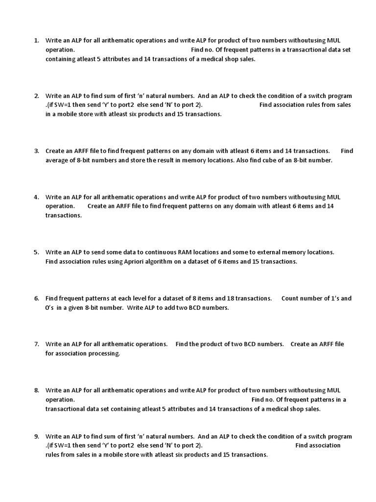 Write an ALP for All Arithematic Operations and Write ALP for Product ...