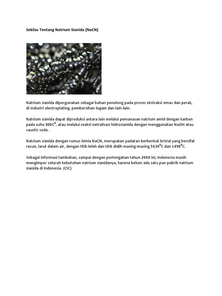Sekilas Tentang Natrium Sianida | PDF