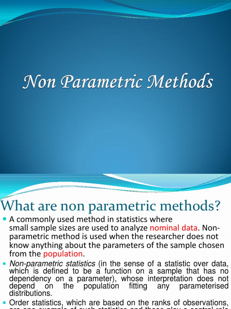 What Are Non Parametric Methods! | PDF | Spearman's Rank Correlation Coefficient | Nonparametric ...