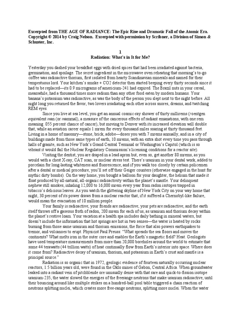 THE AGE OF RADIANCE: The Epic Rise and Dramatic Fall of The Atomic Era ...