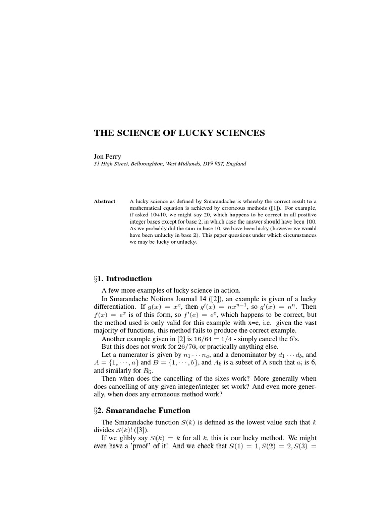 The Science of Lucky Sciences | PDF | Fraction (Mathematics) | Integer