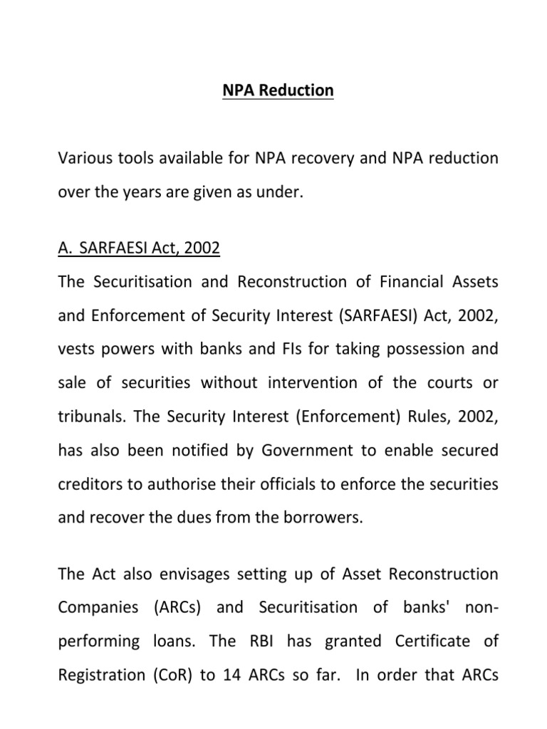 Npa Management Tools | PDF | Credit | Finance & Money Management