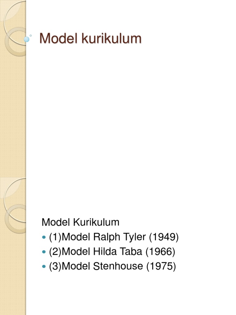 Model Kurikulum: Tyler, Taba, Stenhouse | PDF