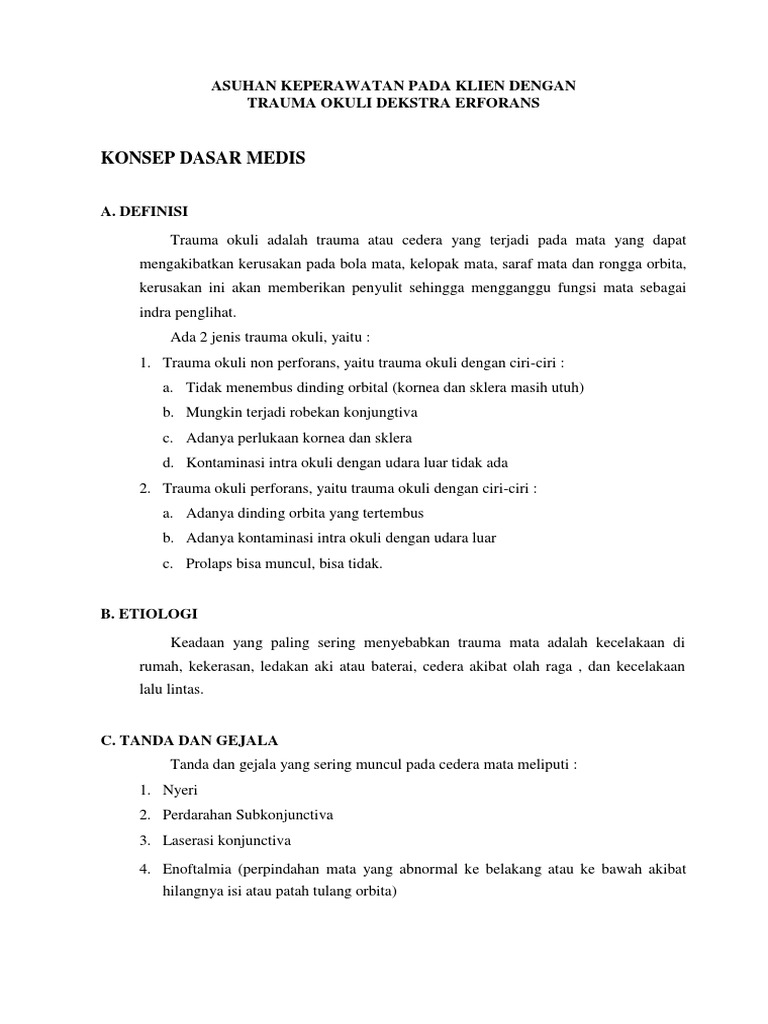 Askep Trauma Okuli | PDF