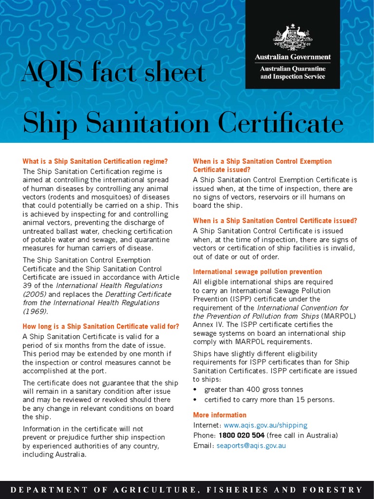 Ship Sanitation Cert | PDF | Sanitation | Sewage