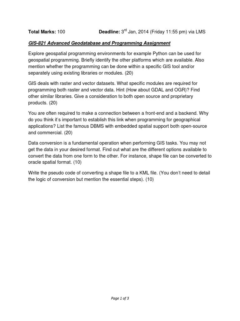GIS 821 Assignment | PDF | Geographic Information System | Computing