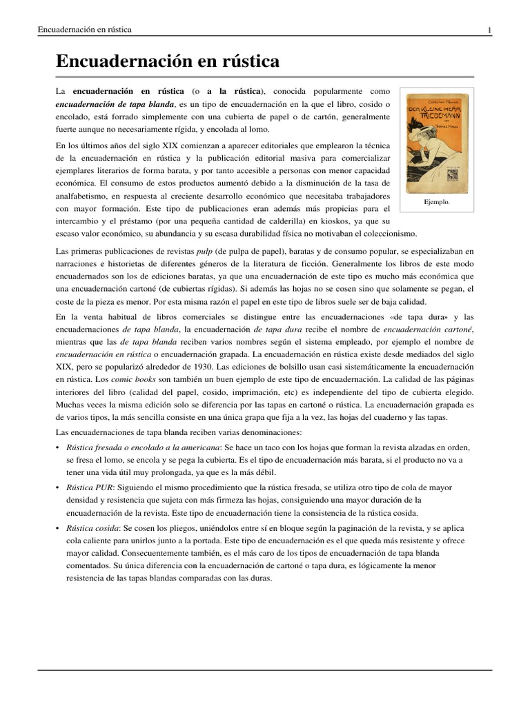 Encuadernación en Rústica | PDF | Libro de bolsillo | Encuadernación