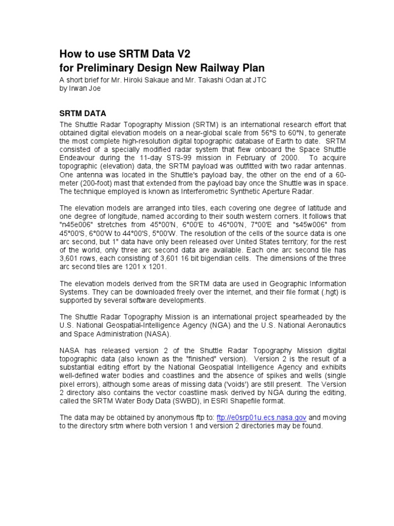 How To Use SRTM Data Version 2 | PDF | Geographic Data And Information ...