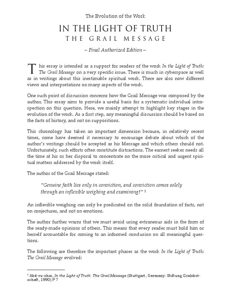 The Evolution of The Grail Message | PDF | Essays
