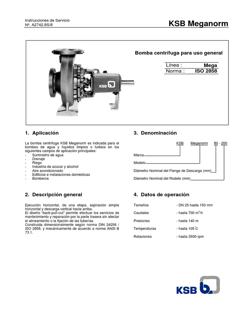 KSB - Meganorm | PDF | Bomba | Tornillo