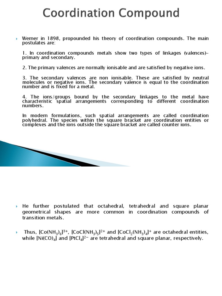 Coordination Compound | PDF | Coordination Complex | Isomer