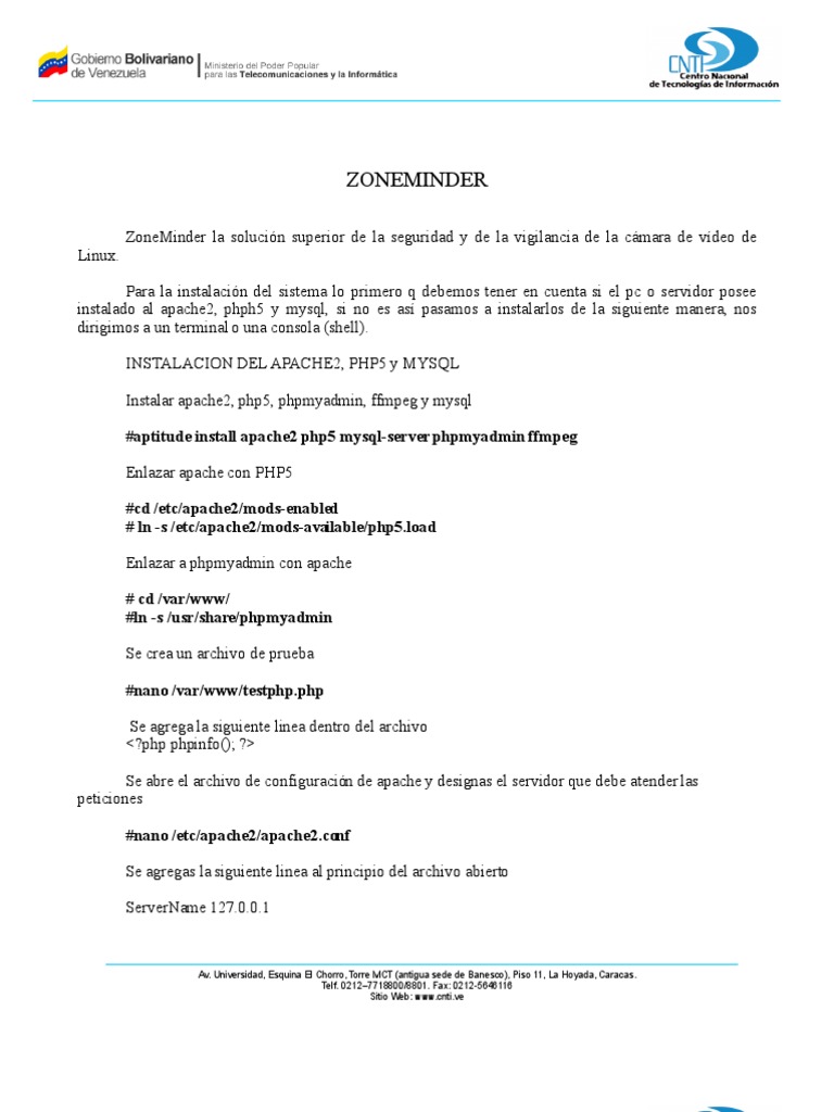 Zoneminder (Spanish) Step-By-Step | PDF | Servidor HTTP Apache | Red mundial