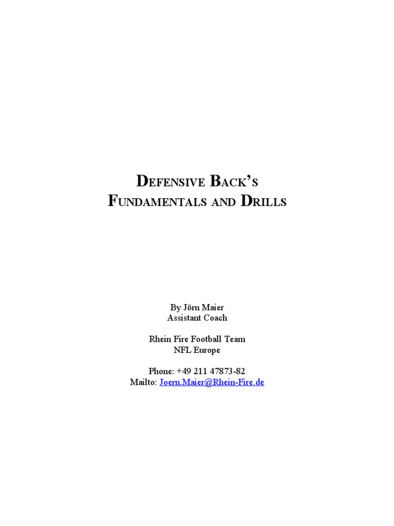 Defensive Back Fundamentals & Drills | PDF | Quarterback | Foot