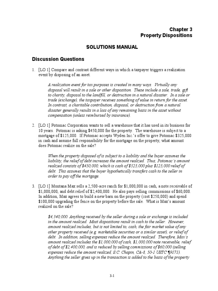 Property Dispositions Solutions Manual Discussion Questions | PDF ...