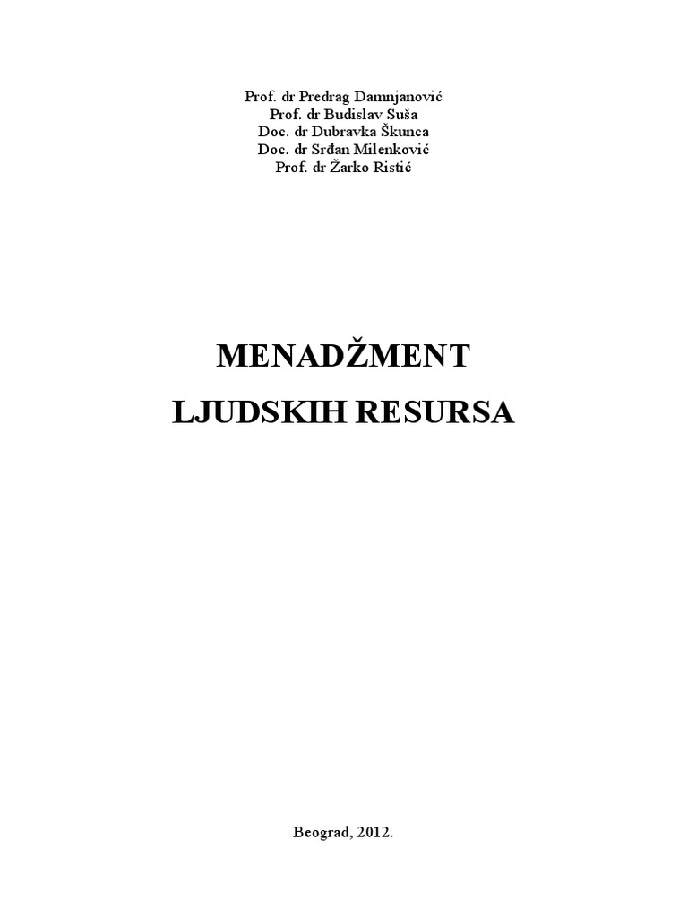 Menadzment Ljudskih Resursa | PDF