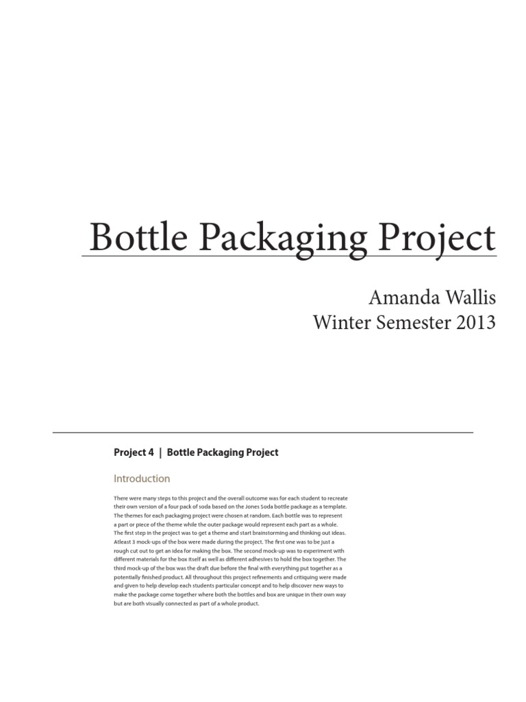 Bottle Packaging Project Workbook | PDF | Soft Drink | Carbonated Water