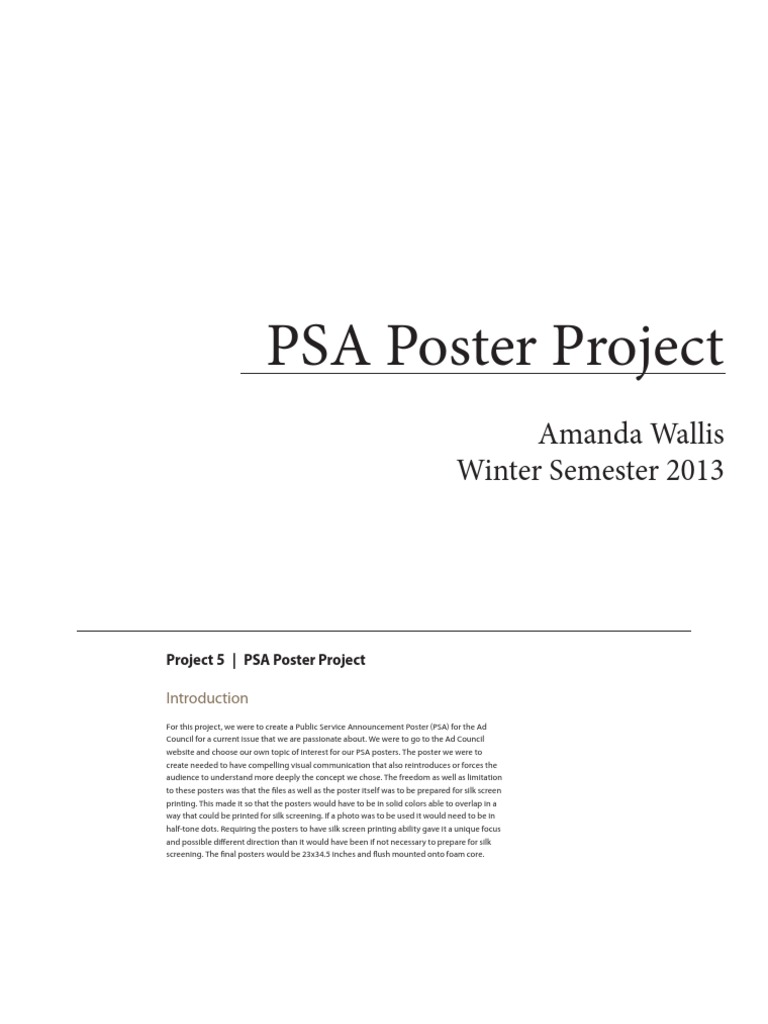 Psa Poster Project Workbook Pdf Typefaces Typography