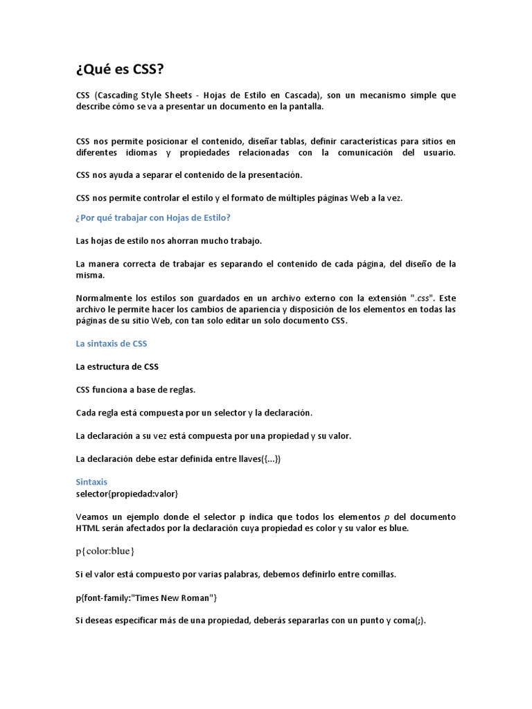 CSS para PDF: Estilos y Ejemplos | PDF | Hojas de estilo en cascada ...