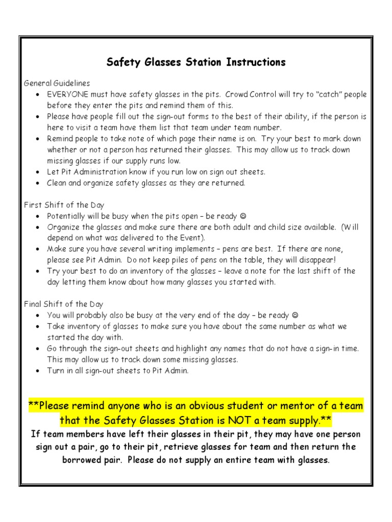 2014 Safety Glasses Instructions | PDF | Career & Growth
