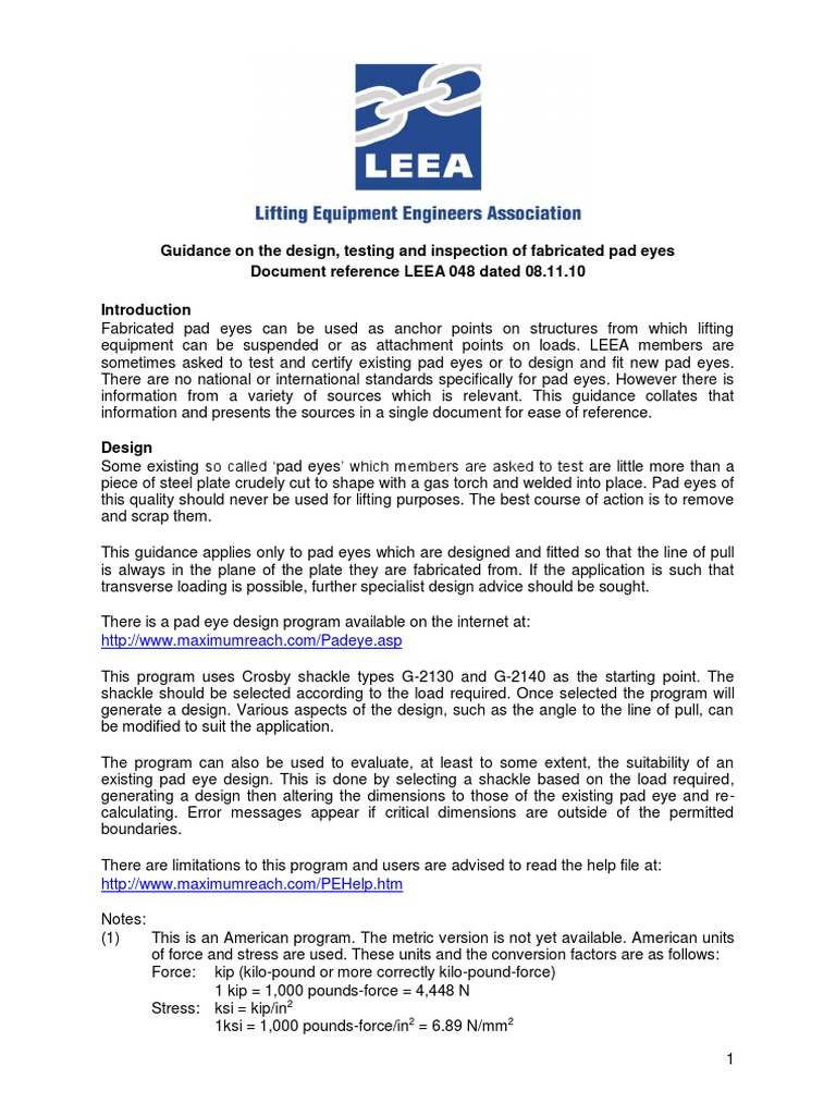 Pad LEEA-048 Guidance On The Design Testing and Inspection of ...