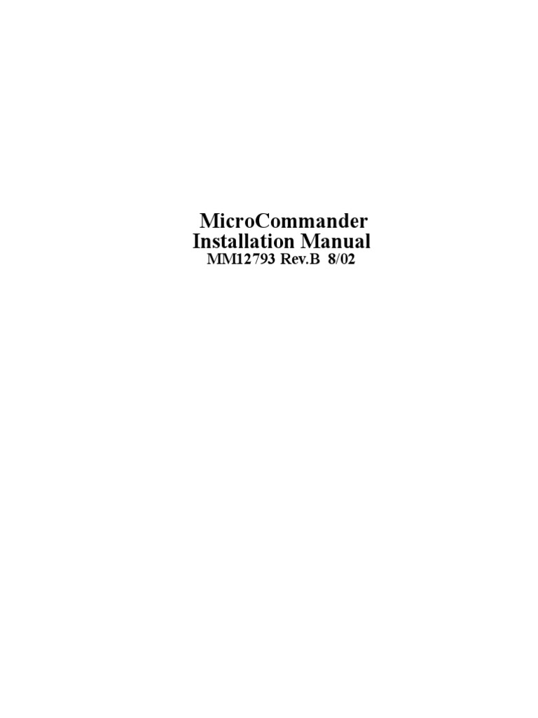 Microcommander Installation Manual: Mm12793 Rev.B 8/02 | PDF | Manual ...