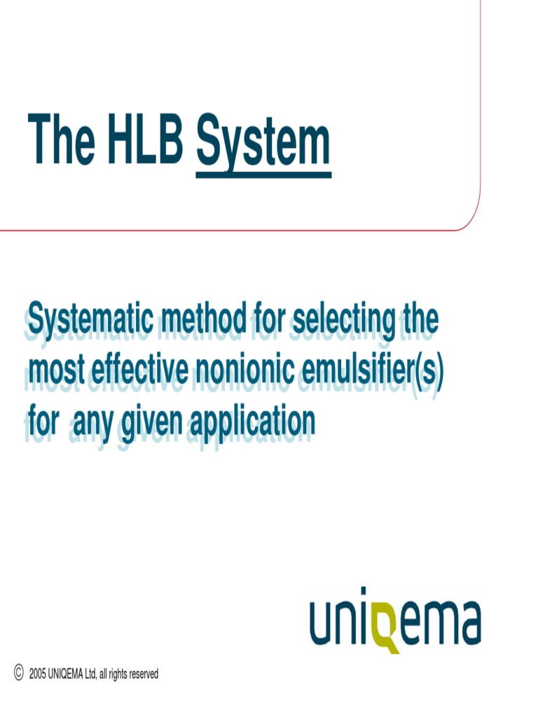 HLB System | Emulsion | Surfactant