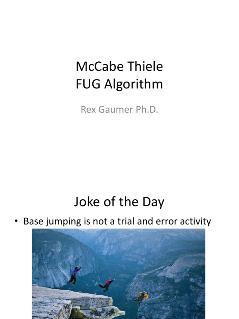 McCabe Thiele FUG Algorithm | PDF | Unit Operations | Distillation