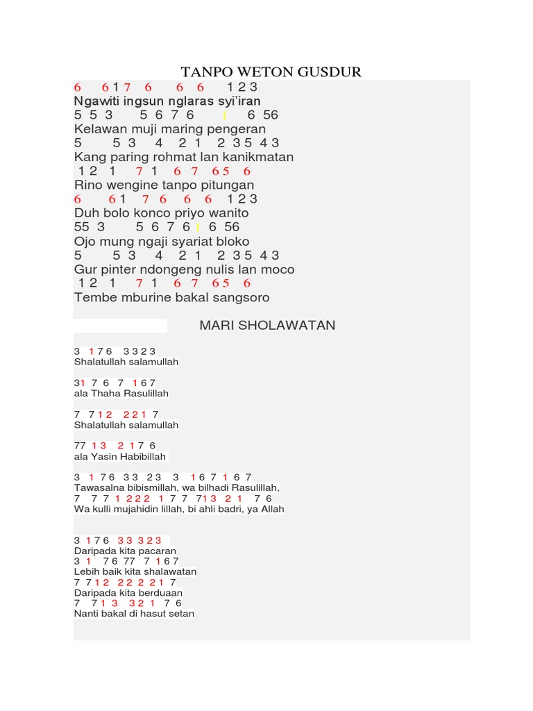 Kumpulan Lagu Dan Not Angka | PDF