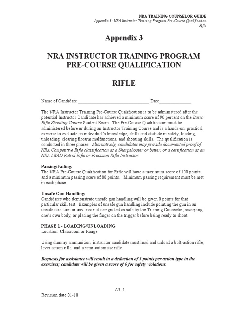 NRA Rifle Instructor Qualification Guide | PDF | Semi Automatic Firearm ...