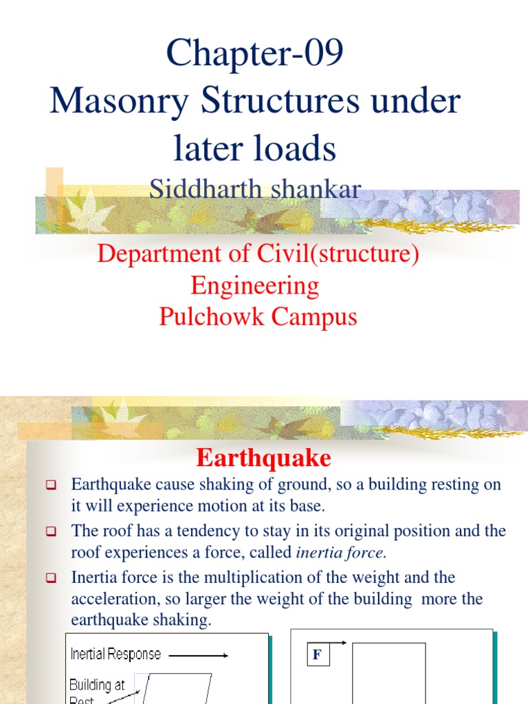 Masonry Structures - Under Lateral Loads | PDF | Fracture | Strength Of Materials