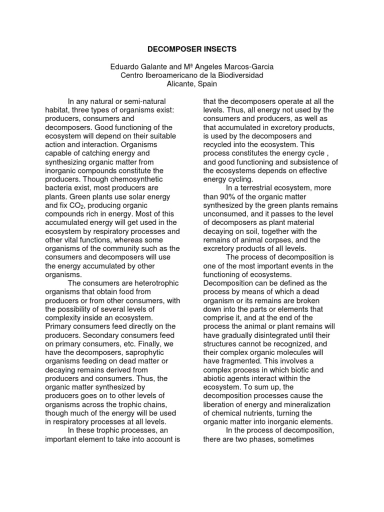 DECOMPOSER INSECTS Eduardo Galante and M Angeles Marcos-Garcia Centro ...