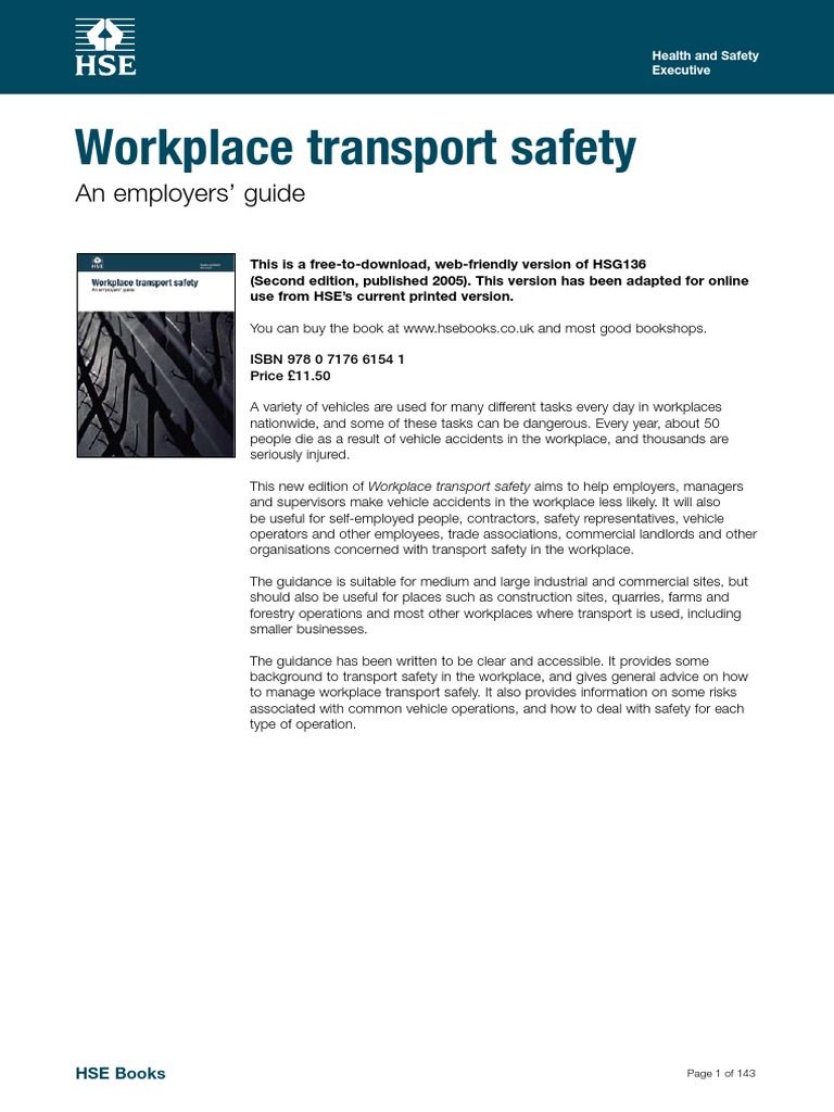 HSG136 Workplace Transport Safety | PDF | Occupational Safety And ...