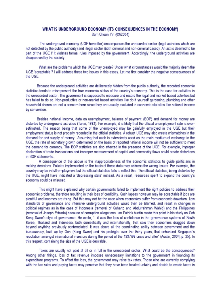 Understanding the Underground Economy | PDF | Money Laundering | Tax ...