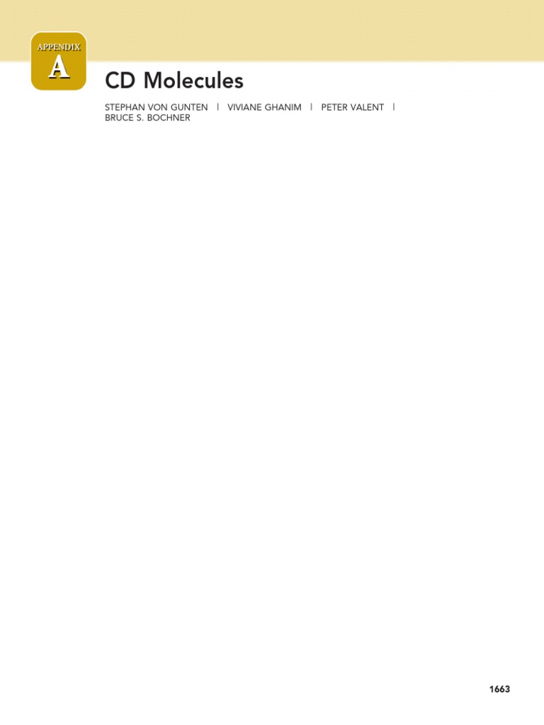 Appendix A: A Comprehensive Listing of CD Molecules, Their Functions ...