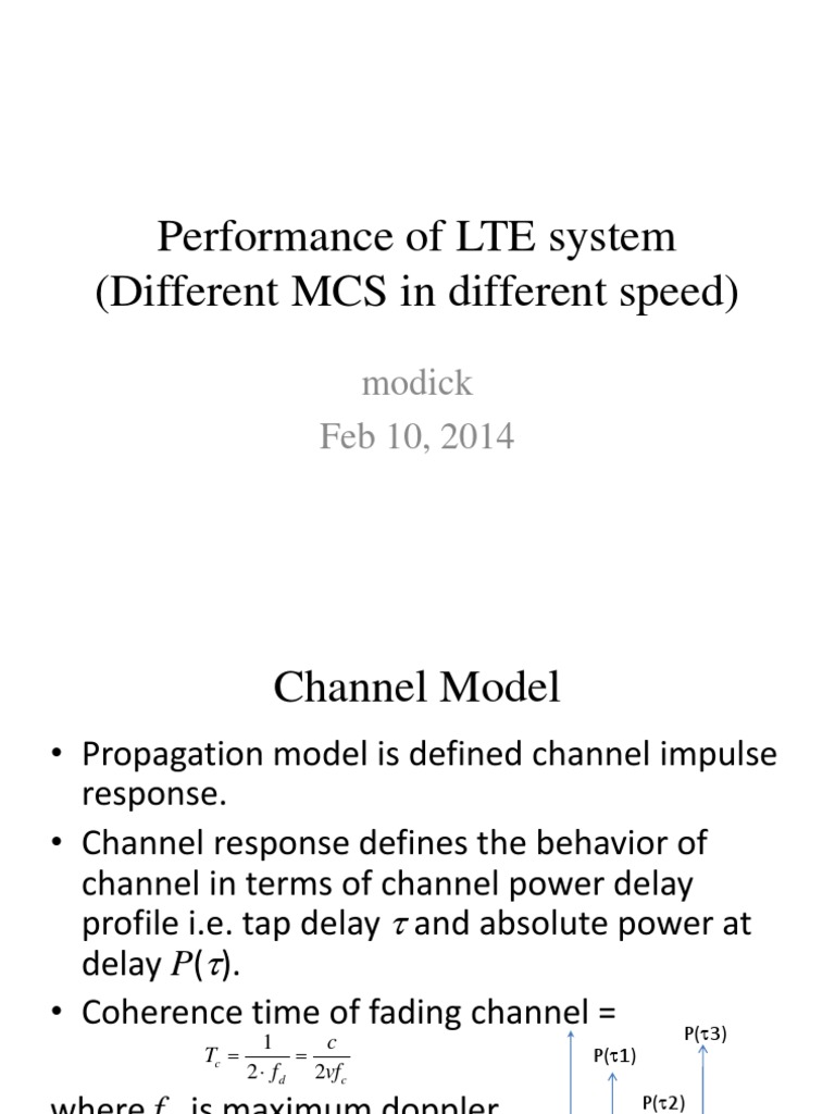 Performance of LTE System (Different MCS in Different Speed) | PDF ...